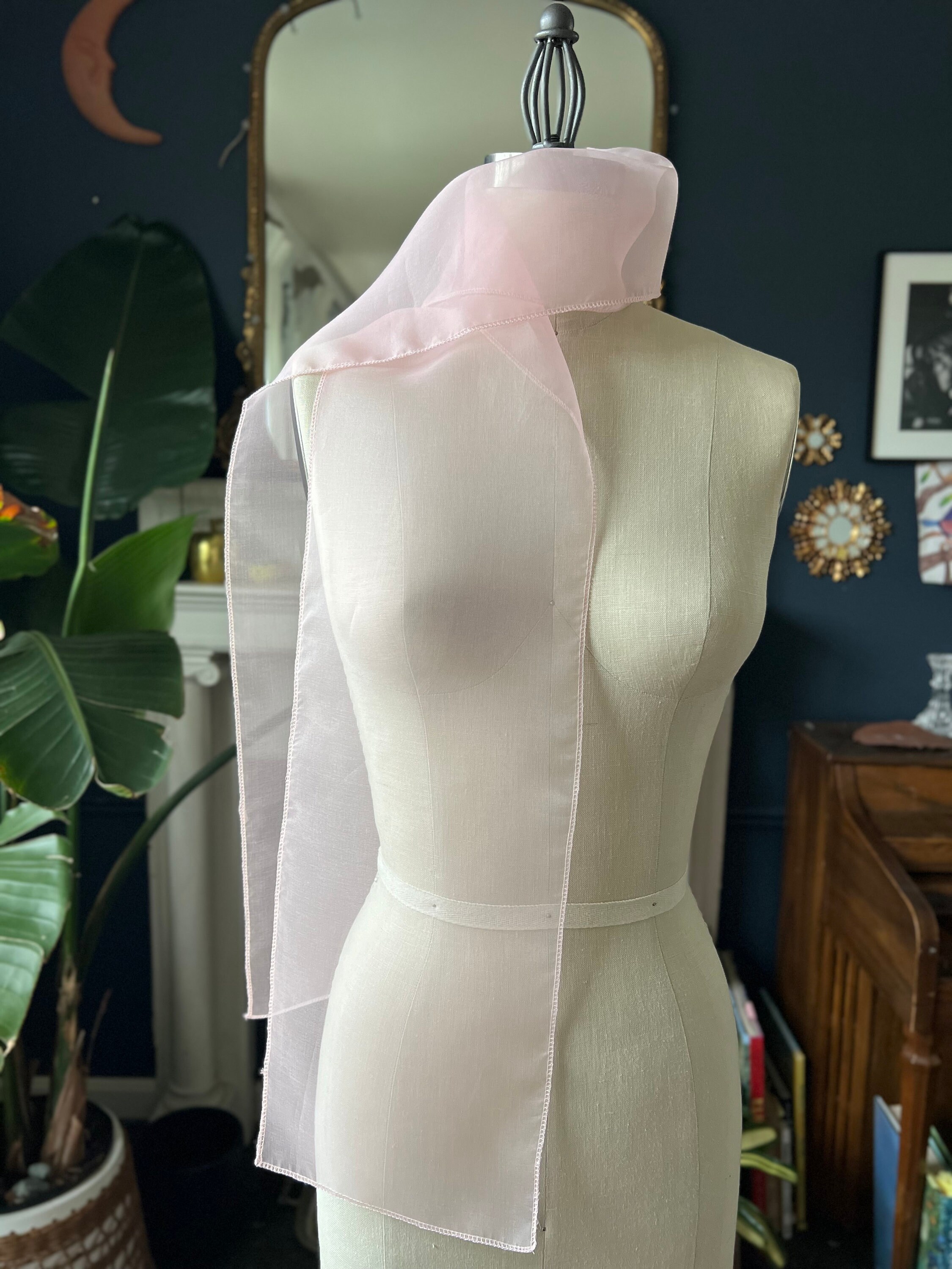 PINK SILK ORGANZA Scarf/long Pink Scarf/head Scarf/hair Scarf/designer ...