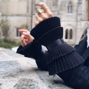 High Cuffs/couture Hand Pleated Cuffs/black and White Cuffs/ruffled ...