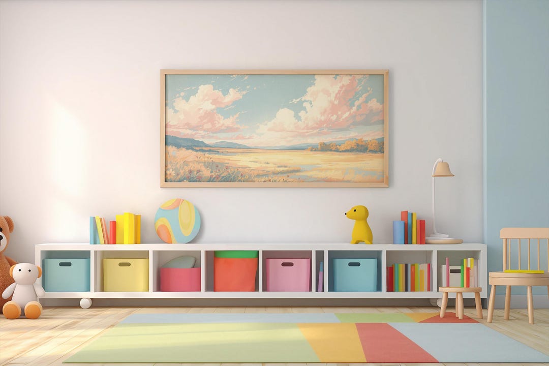 Pastel Sky Landscape Print: Romantic Cottagecore Wall Decor (digital ...