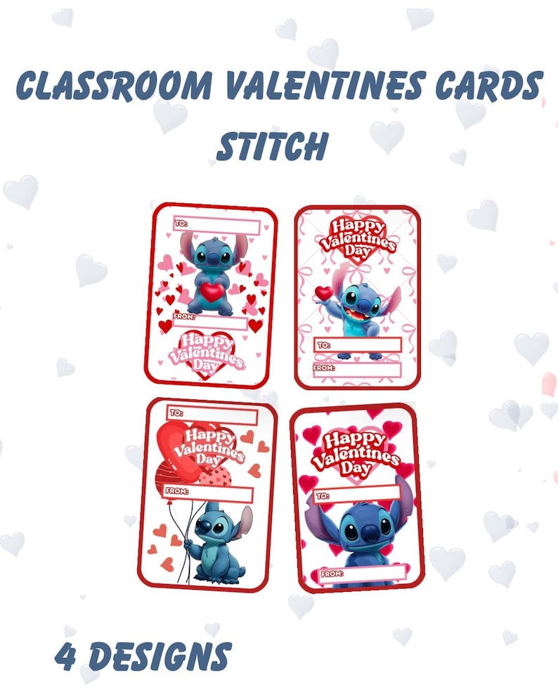 Classroom Valentines Day Cards Stitch - Etsy