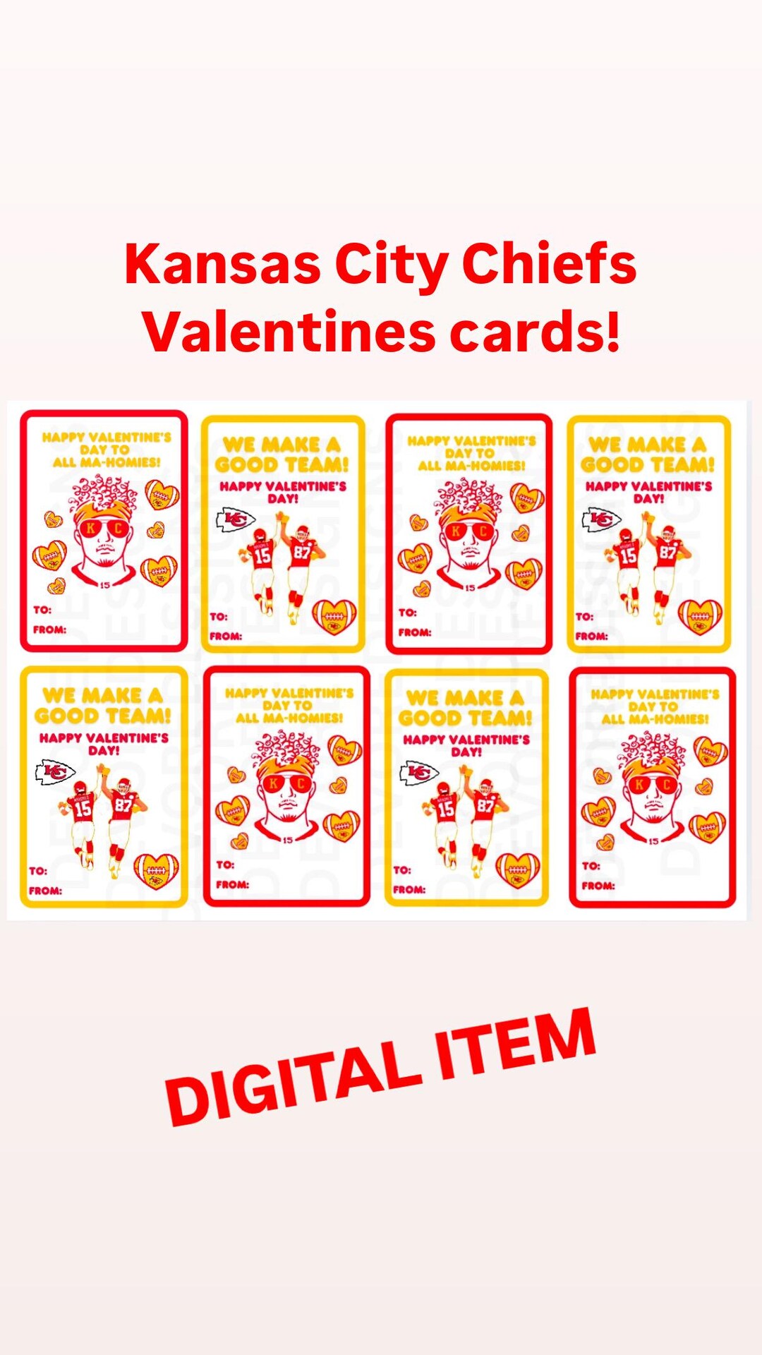 Classroom Valentine’s Day Cards, Kansas City Chiefs Football Valentine ...