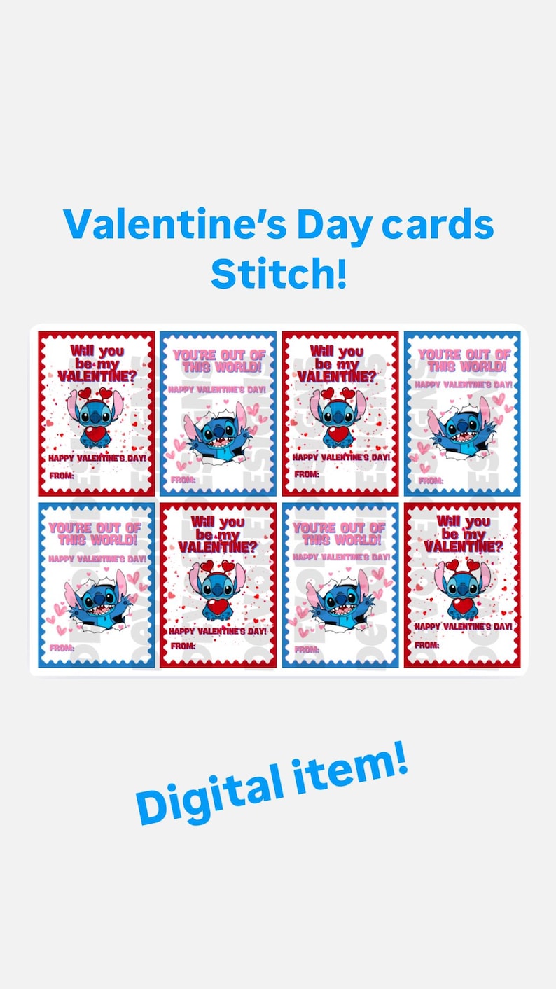 Classroom Valentines Day Cards Stitch - Etsy