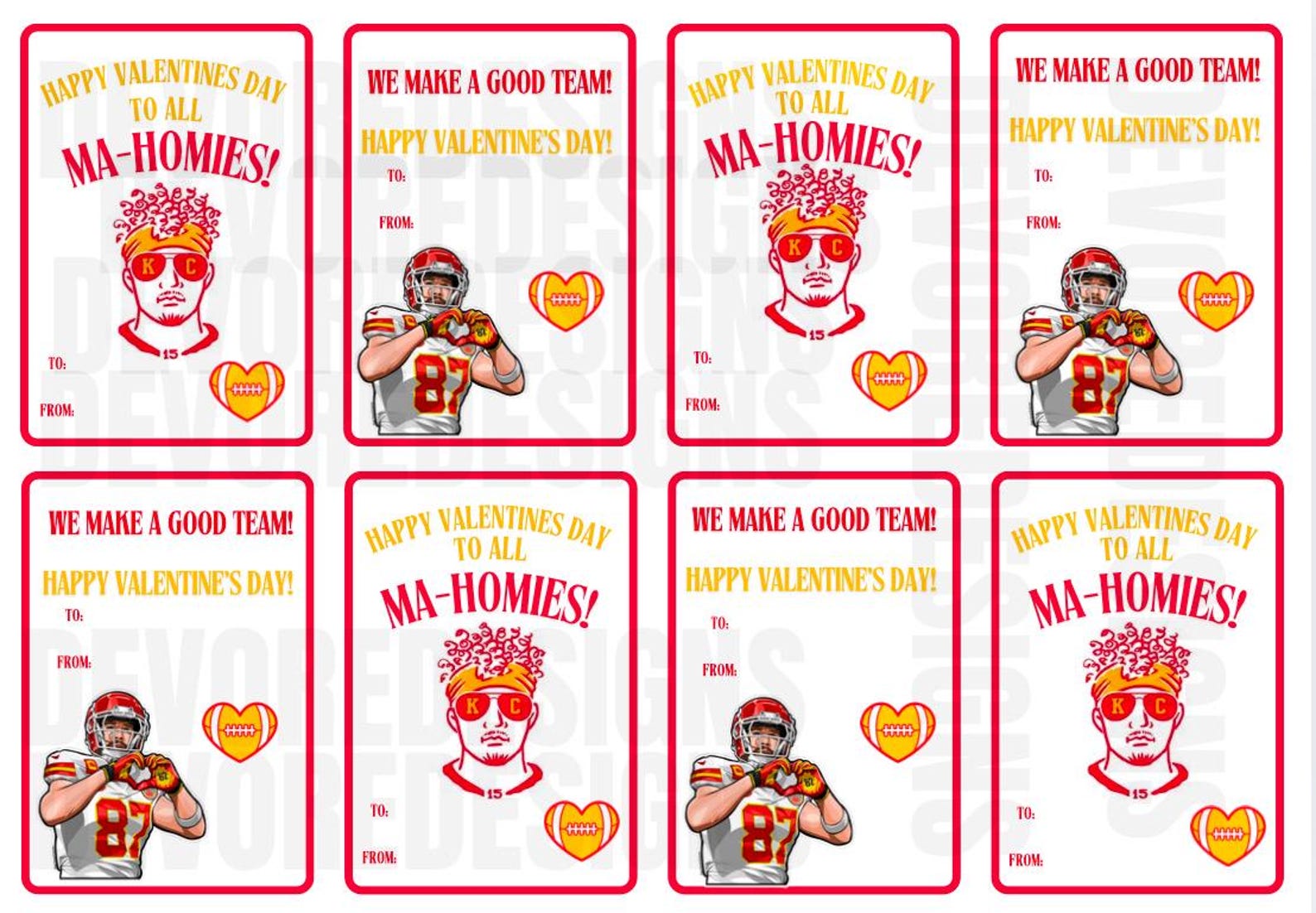 Classroom Valentine’s Day Cards, Kansas City Chiefs Football Valentine ...
