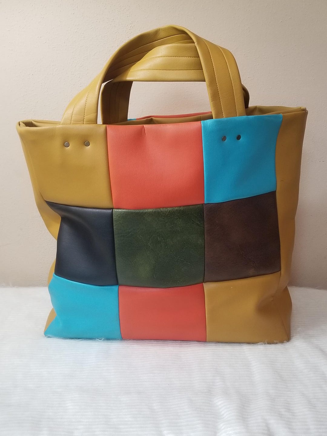 Vintage Pleather Vegan Leather Vinyl Oversized Bag Purse Tote ...