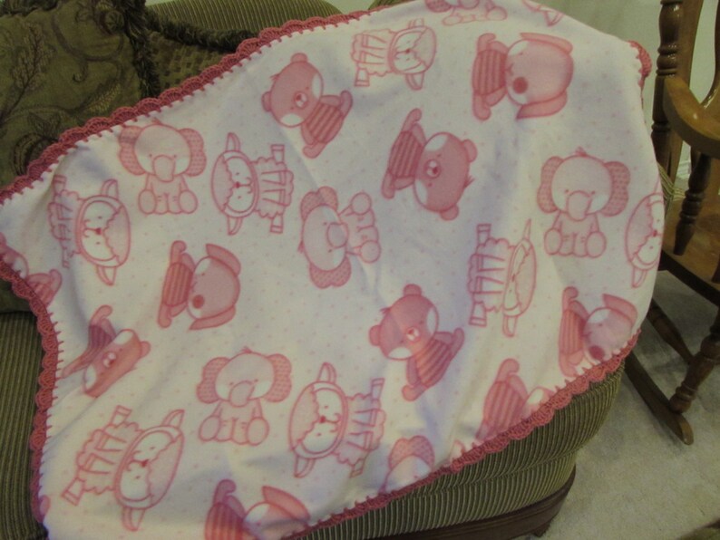 Baby Blanket With Crochet Pink Shell Ruffle Girl Pink - Etsy