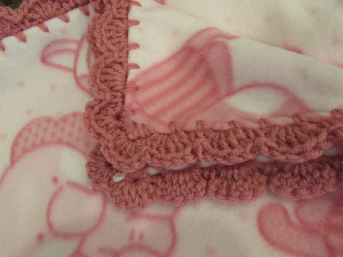 Baby Blanket With Crochet Pink Shell Ruffle Girl Pink - Etsy
