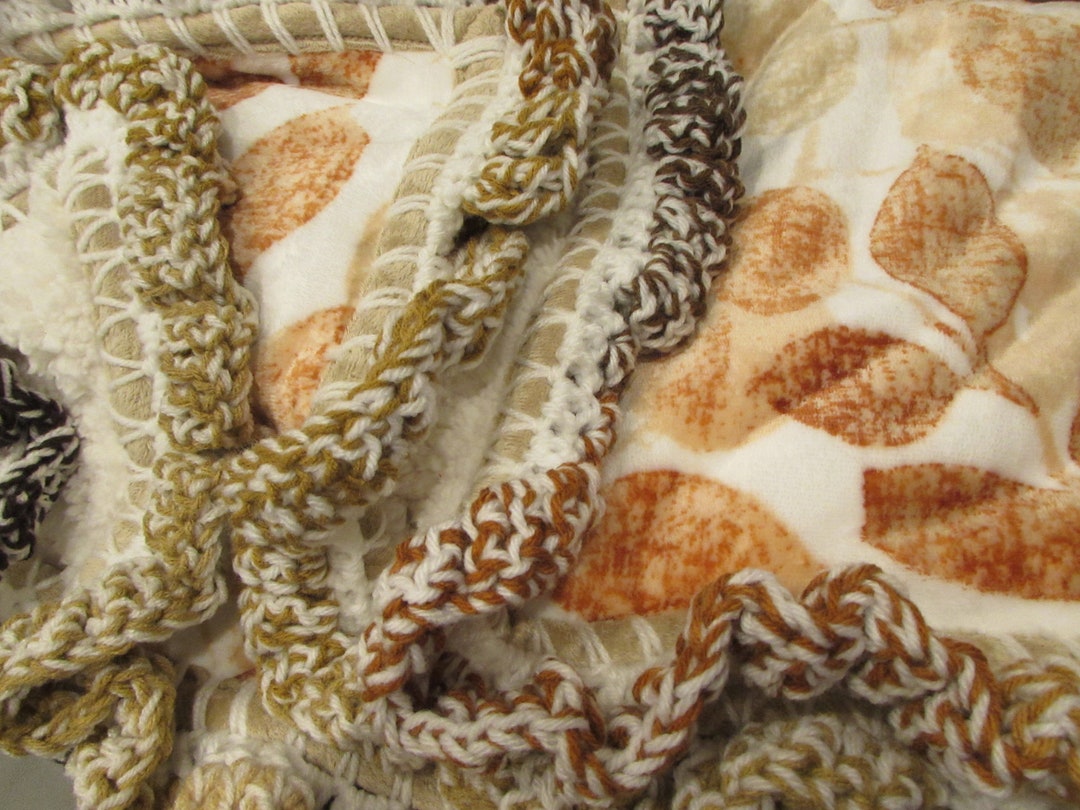 Oversize Reversible Plush Throw Blanket - Beige Tan Cream Orange Brown ...