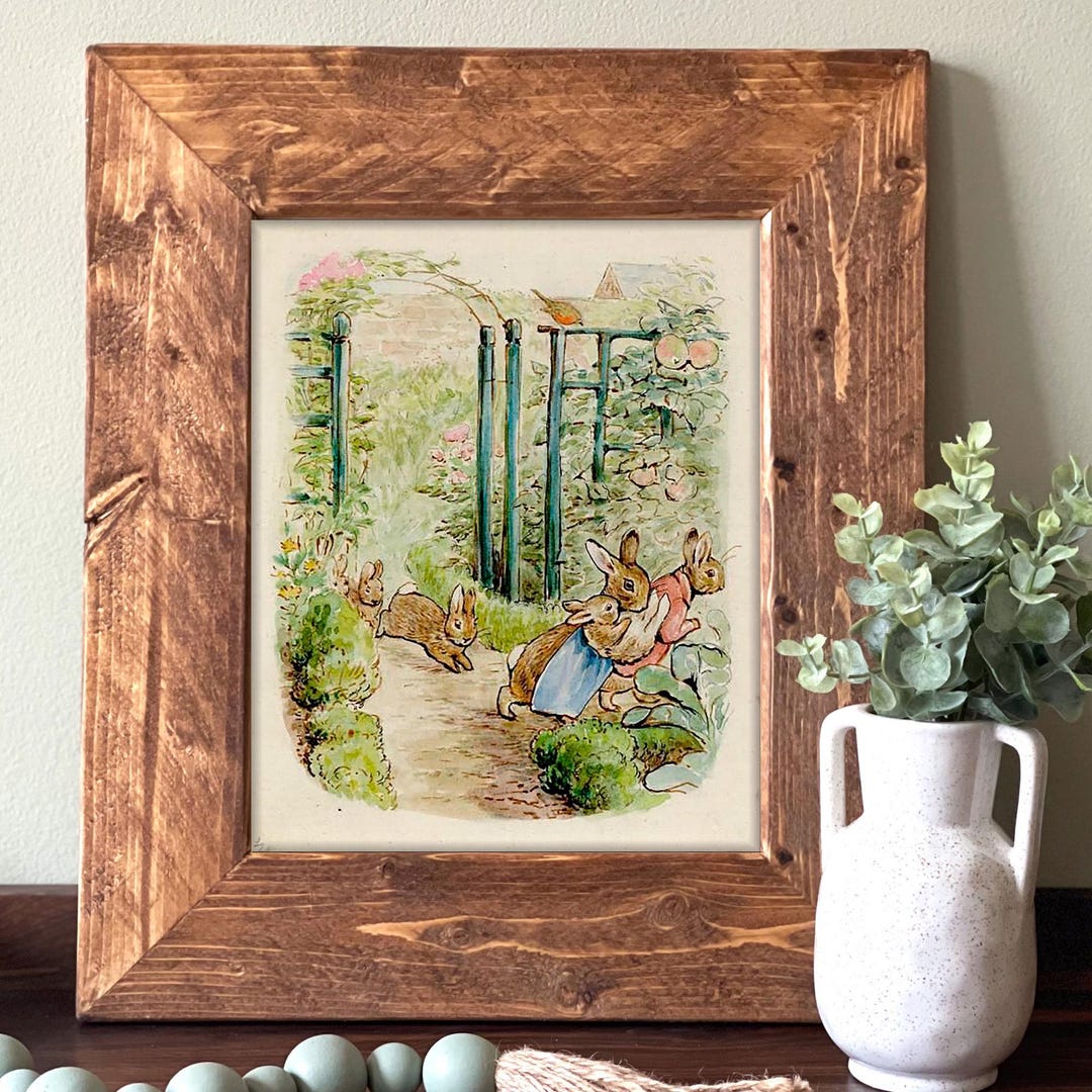 Framed Peter Rabbit Beatrix Potter Nursery Wall Art, Vintage Storybook ...