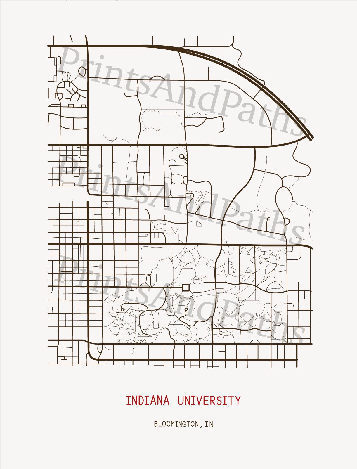 Minimalistic Indiana University Line Map - Etsy