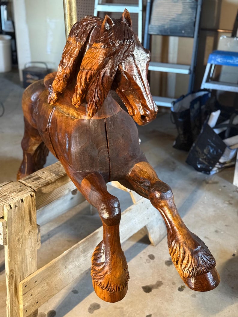 Wooden Friesian FULL SIZE Hand Carved Carousal Horse - Etsy