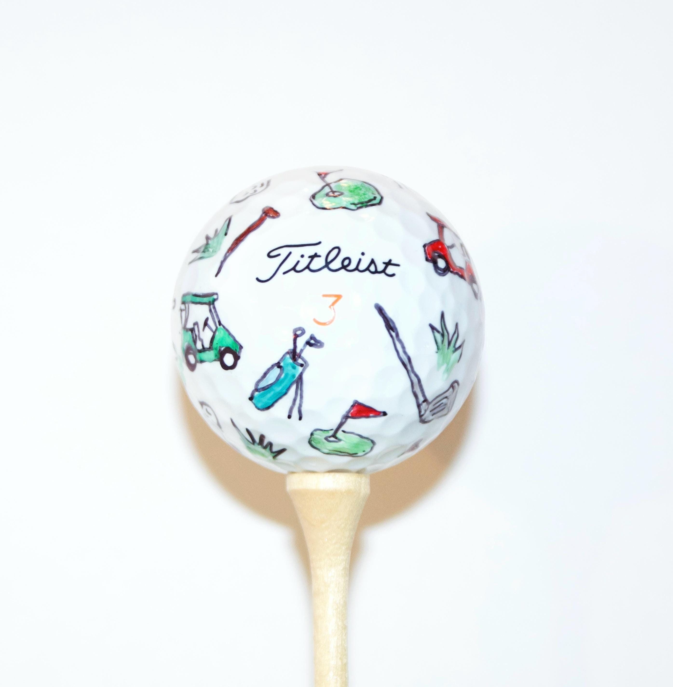 Hand-drawn Golf Ball Gift- Classic Golf Design - Sleeve of Three ...