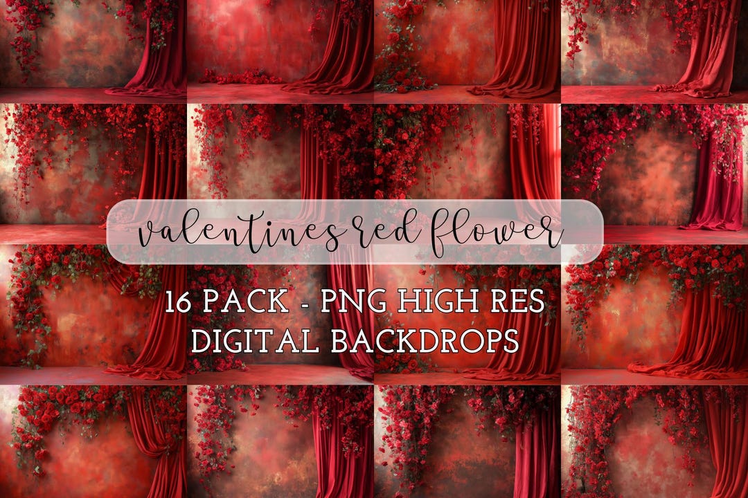 16 PNG Red Roses Backdrop, Red Roses Painted Canvas Curtain Background ...