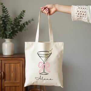 Martini Bachelorette Gift Bag, Personalized Drink Tote Bag, Chic ...