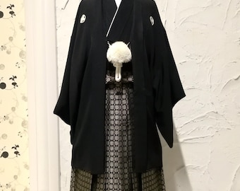 SAMURAI Men's Kimono Four Piece Set #7 Vintage MONTSUKI SAMURAI Men's Kimono Four Piece Set #7 Vintage MONTSUKI
