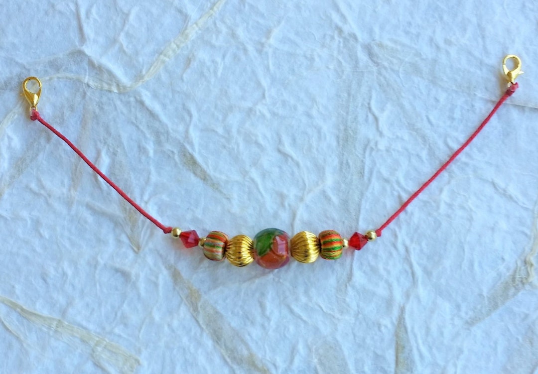 Lady's HAORI HIMO Strap Tombo Dama Silk Ball Red Green Gold Beads - Etsy