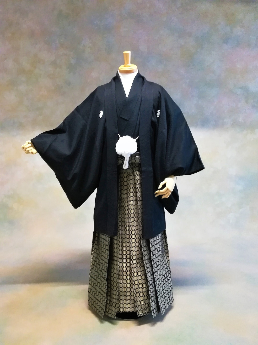 SAMURAI Men's Kimono Four Piece Set 5 Vintage MONTSUKI Hakama Kimono ...