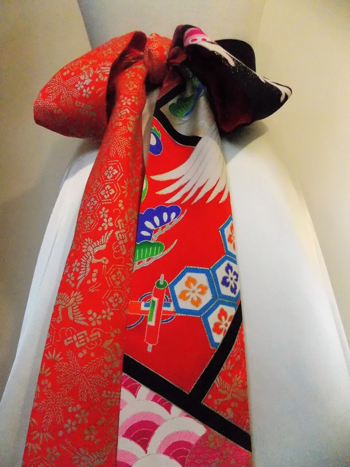 Vintage KIMONO OBI Bow Sash Wedding HIKIFURISODE Silk Crape | Etsy