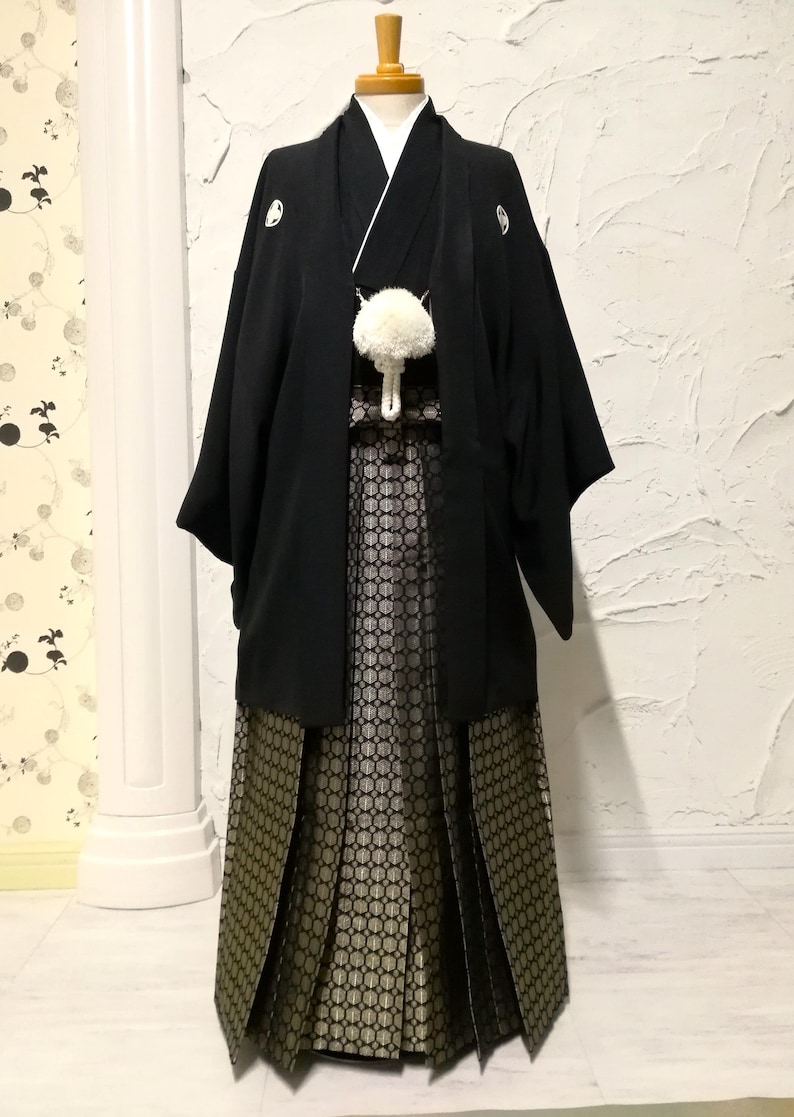 SAMURAI Men's Kimono Four Piece Set #7 Vintage MONTSUKI Hakama Kimono ...