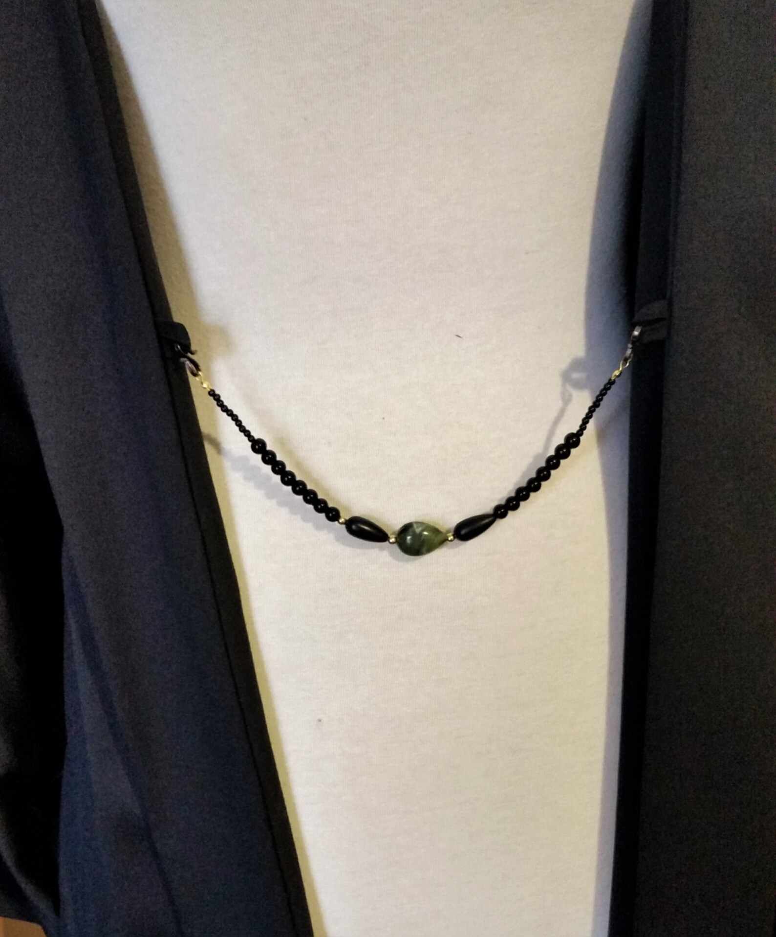 Men's HAORI HIMO Natural Jade Glass Beads Green Blue Gold - Etsy