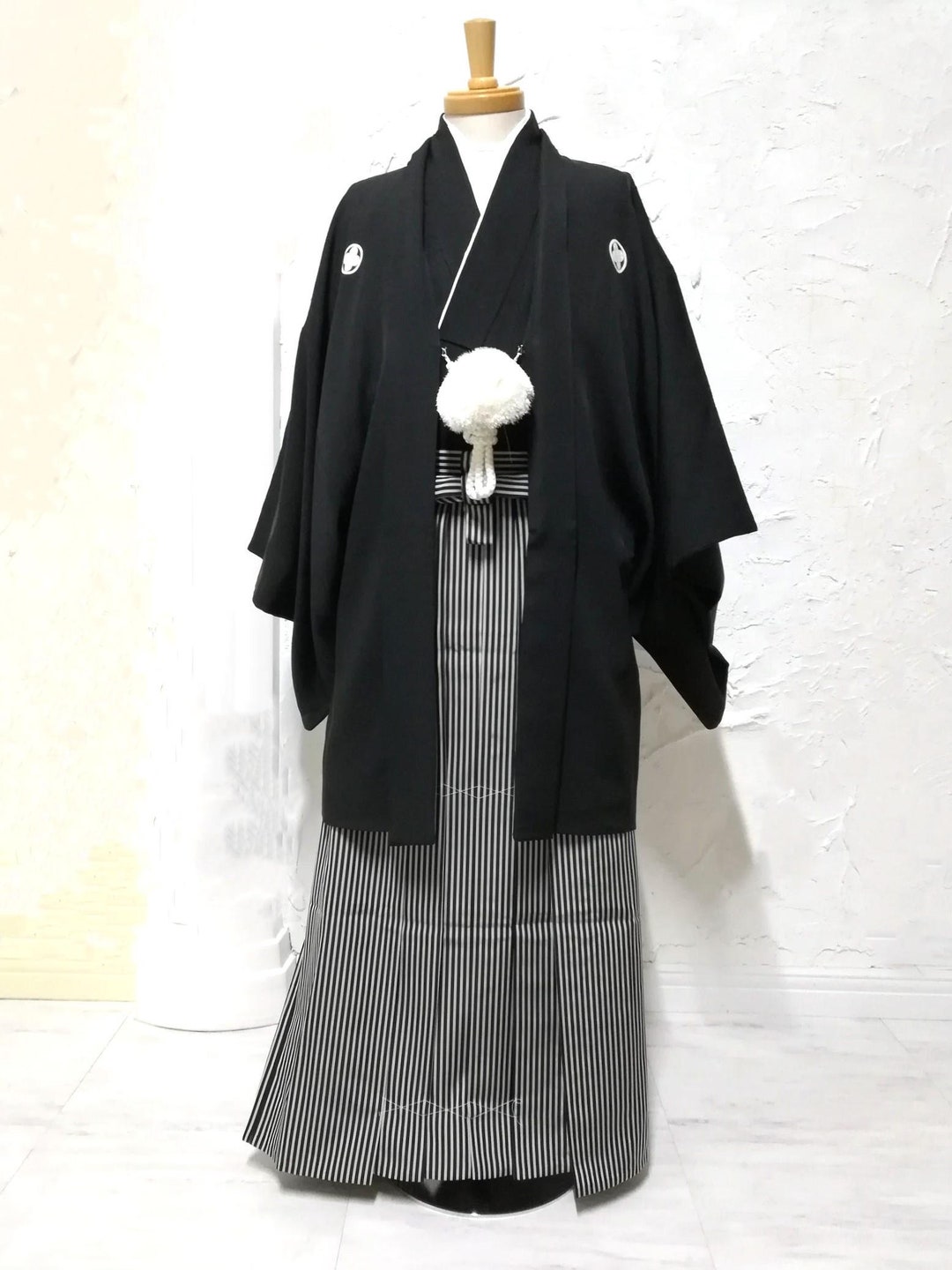 SAMURAI Men's Kimono Four Piece Set #6 Vintage MONTSUKI Hakama Kimono ...