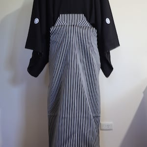 Men's Kimono L XL Four Piece Set #20 Vintage MONTSUKI Hakama Kimono ...
