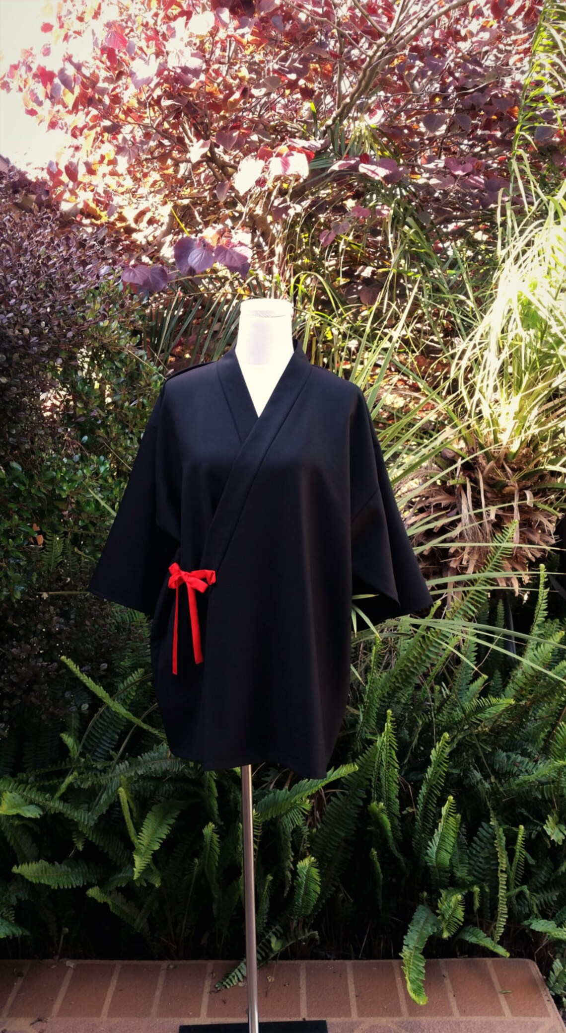 KIMONO Jacket Casual HAORI CHABAORI Wool Black Red Medium Size - Etsy