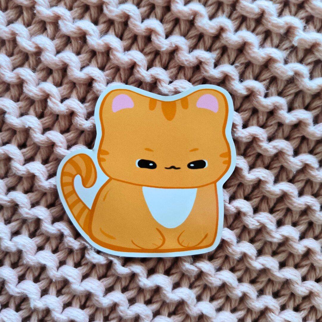 Orange Cat Sticker for Scrapbook, Die Cut Vinyl Waterproof, Kawaii ...