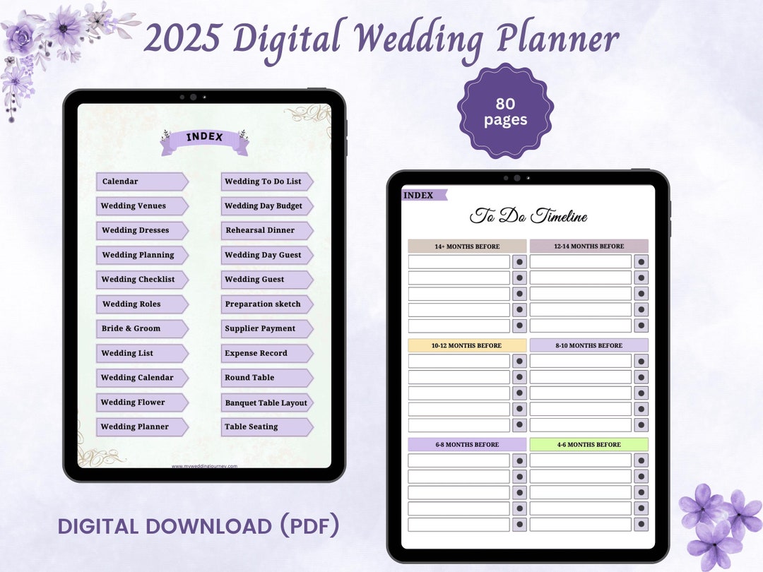 2025 Digital Wedding Planner - DIY Wedding Planning Guide, 80 Pages ...