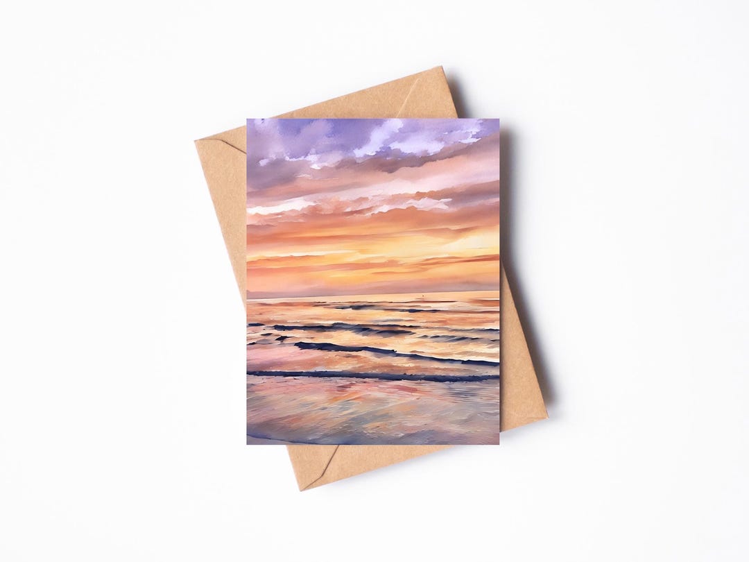 Cape Cod Beach Sunset Printable Greeting Card: Blank Notecard (digital ...
