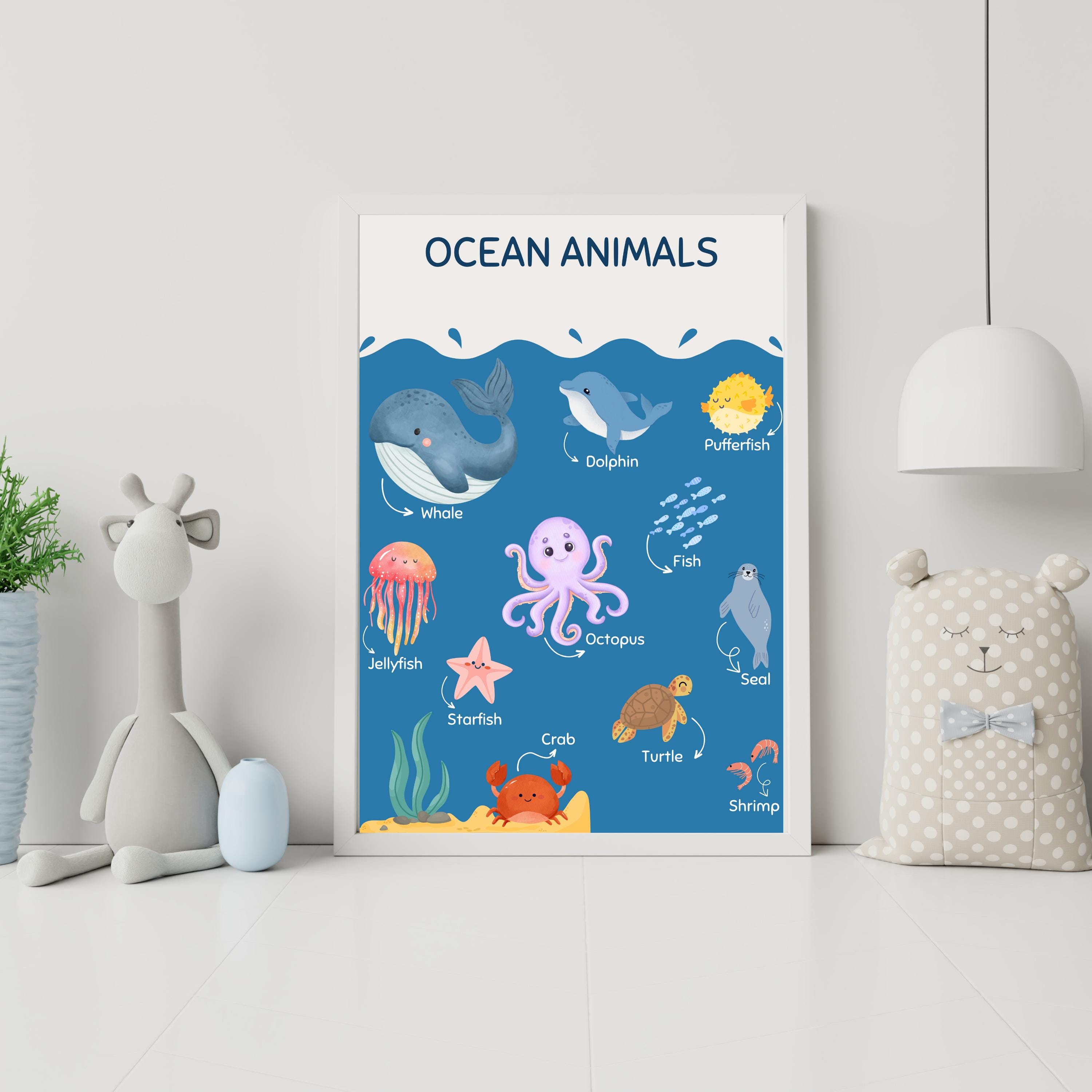 Ocean Animals Educational Poster for Kids | Digital Download | Sea ...