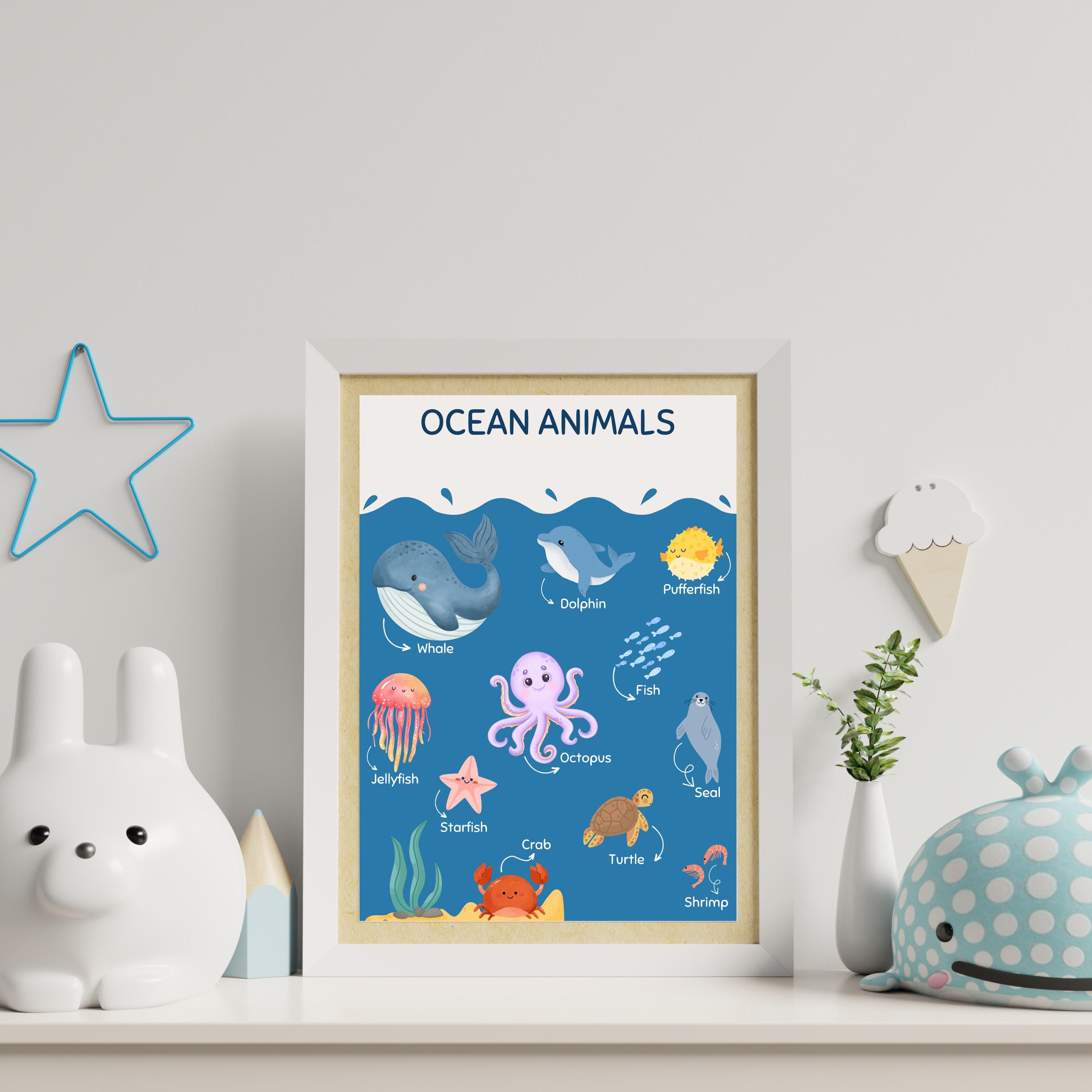 Ocean Animals Educational Poster for Kids | Digital Download | Sea ...