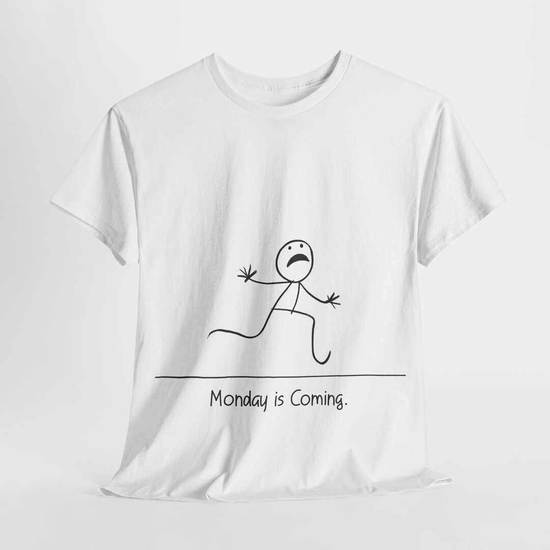 Funny Stick Figure Running Away From Monday Unisex Tee, Humorous Monday ...