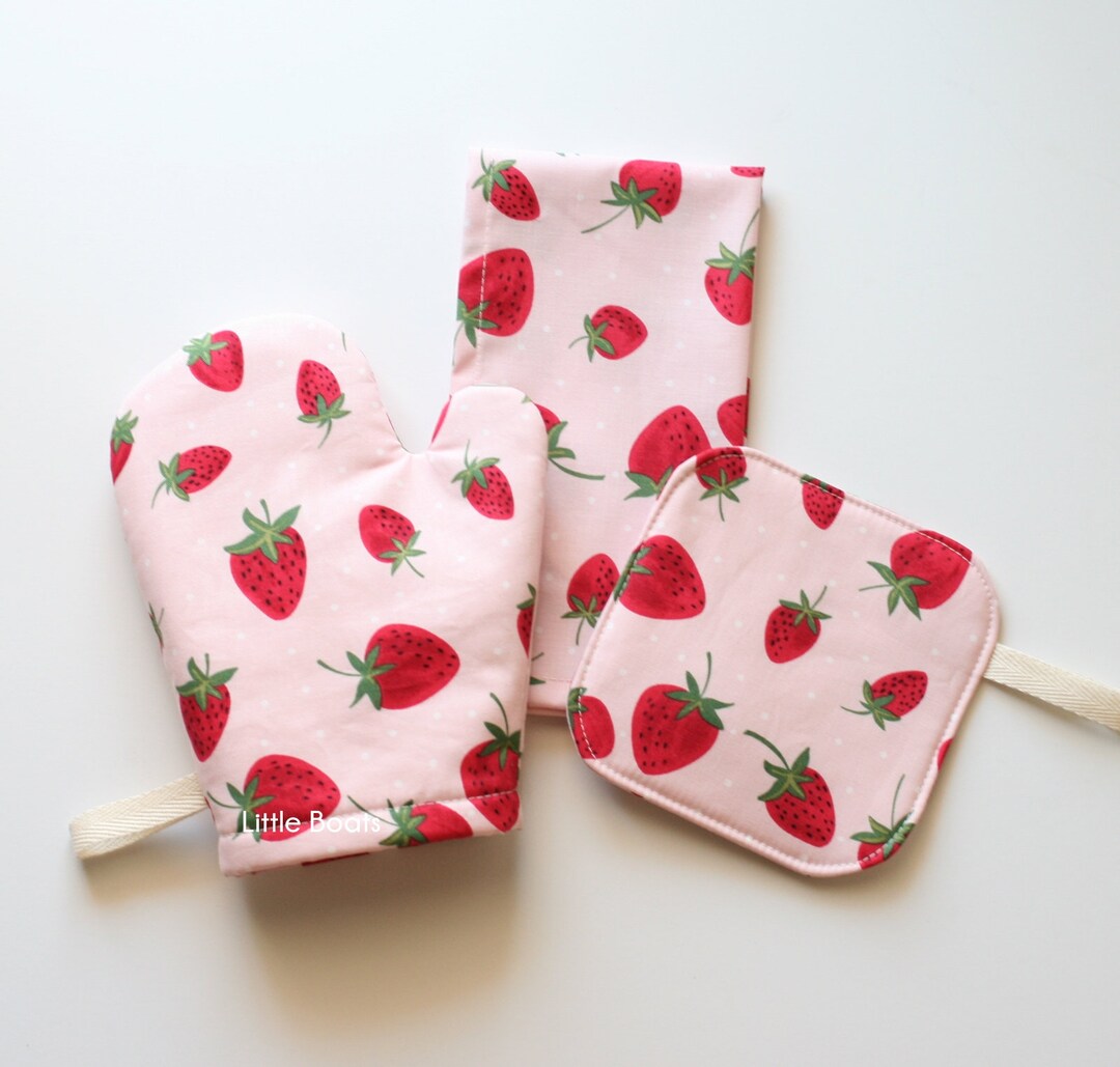 Strawberry Kids Kitchen Accessories, Toddler Toy Oven Mitt, Pretend ...