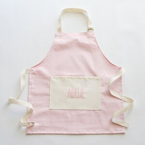 Pink Linen Kids Apron, Personalized Toddler Apron, Cooking Apron ...