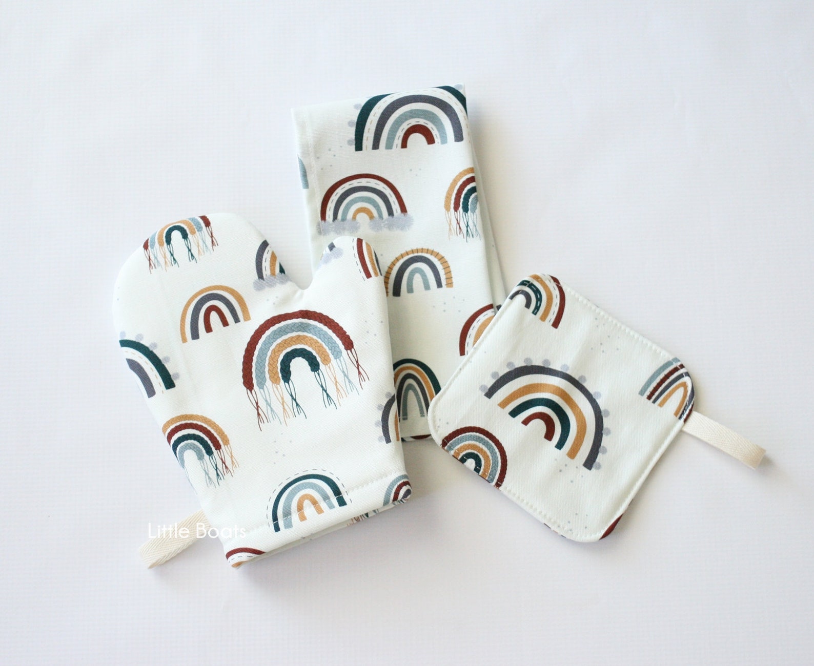 Boho Rainbow Kids Kitchen Accessories, Pretend Play, Toy Oven Mitt, Toy ...