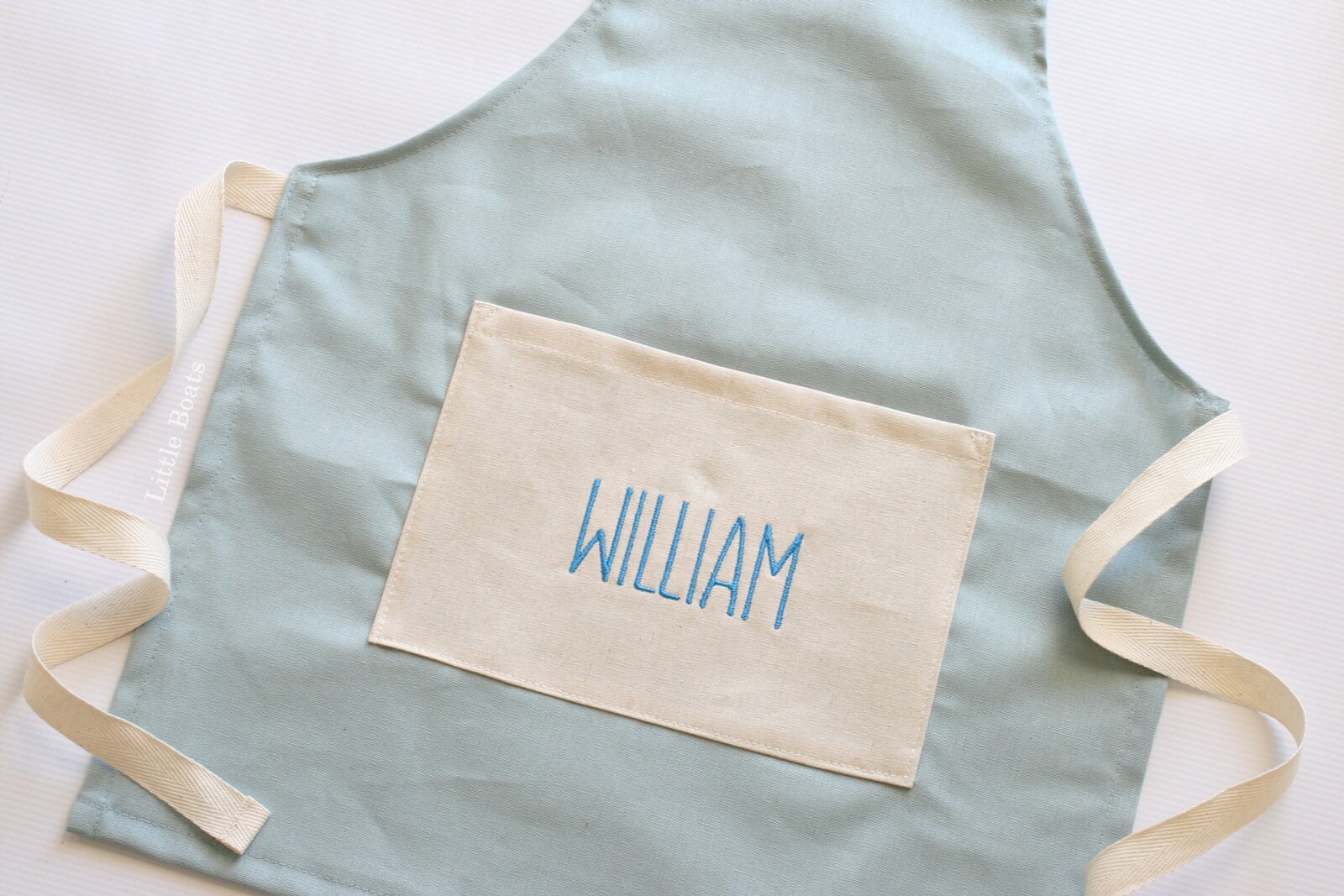 Personalized Kids Apron Dusty Blue Linen Toddler Apron | Etsy