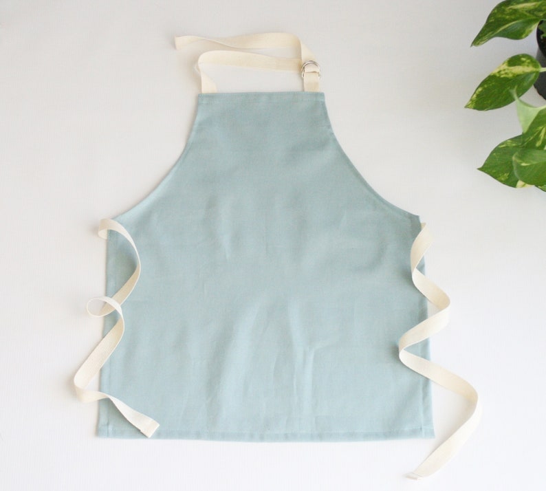 Personalized Kids Apron Dusty Blue Linen Toddler Apron | Etsy