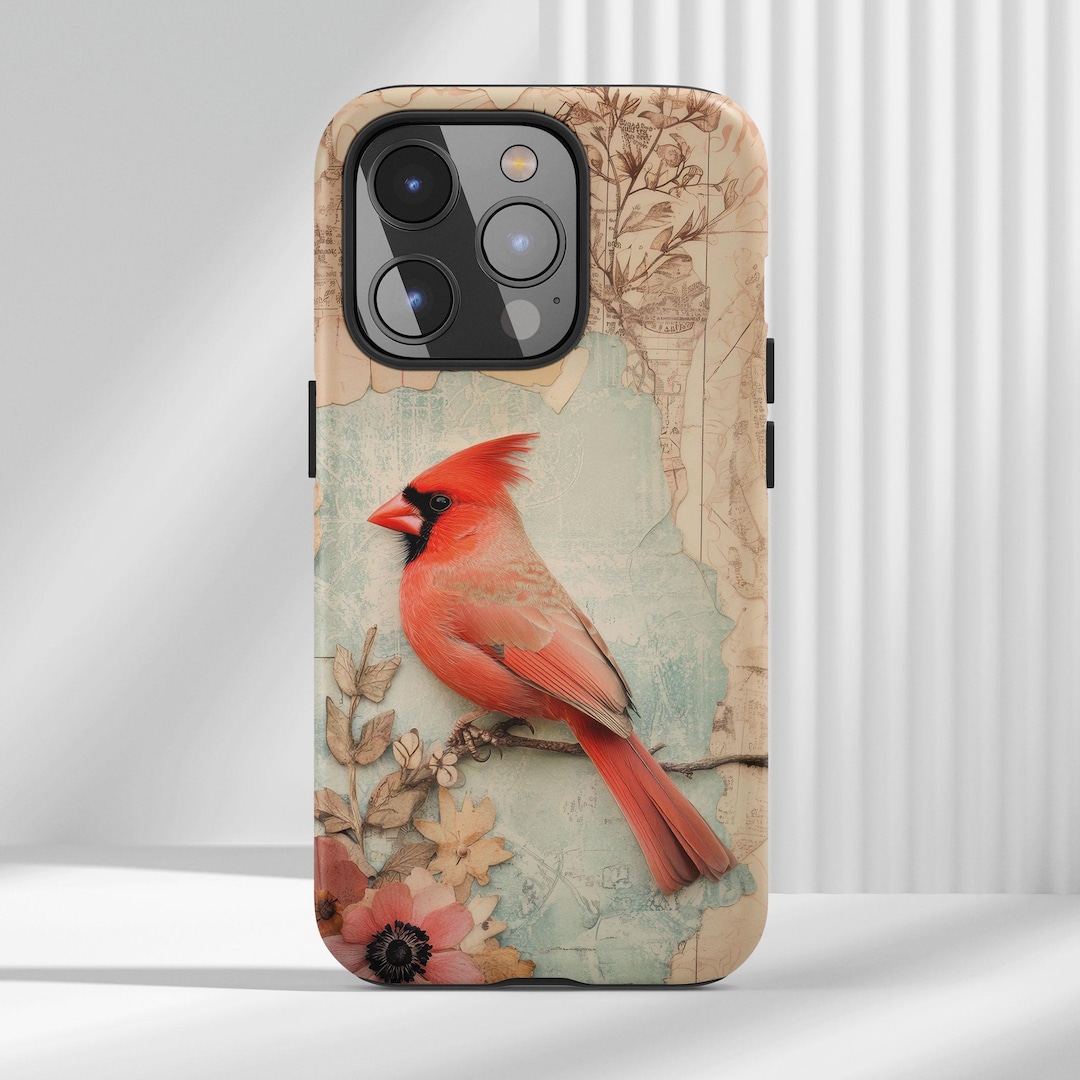 Red Cardinal Bird Phone Case, Collage Coquette Art Effect, Birder ...