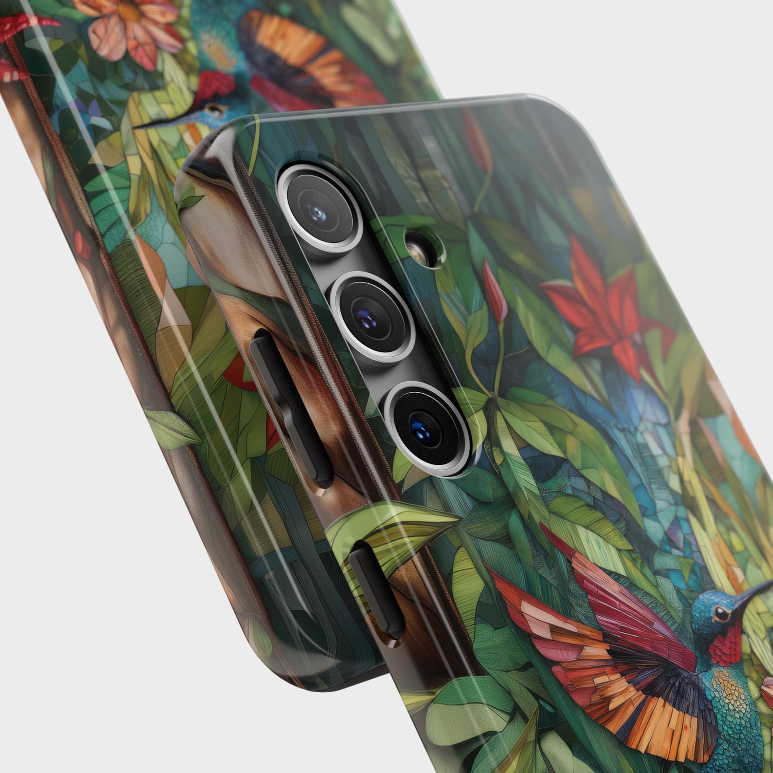 Hummingbird Bird Phone Case, Tropical Faux Stained Glass, Birder Gift ...