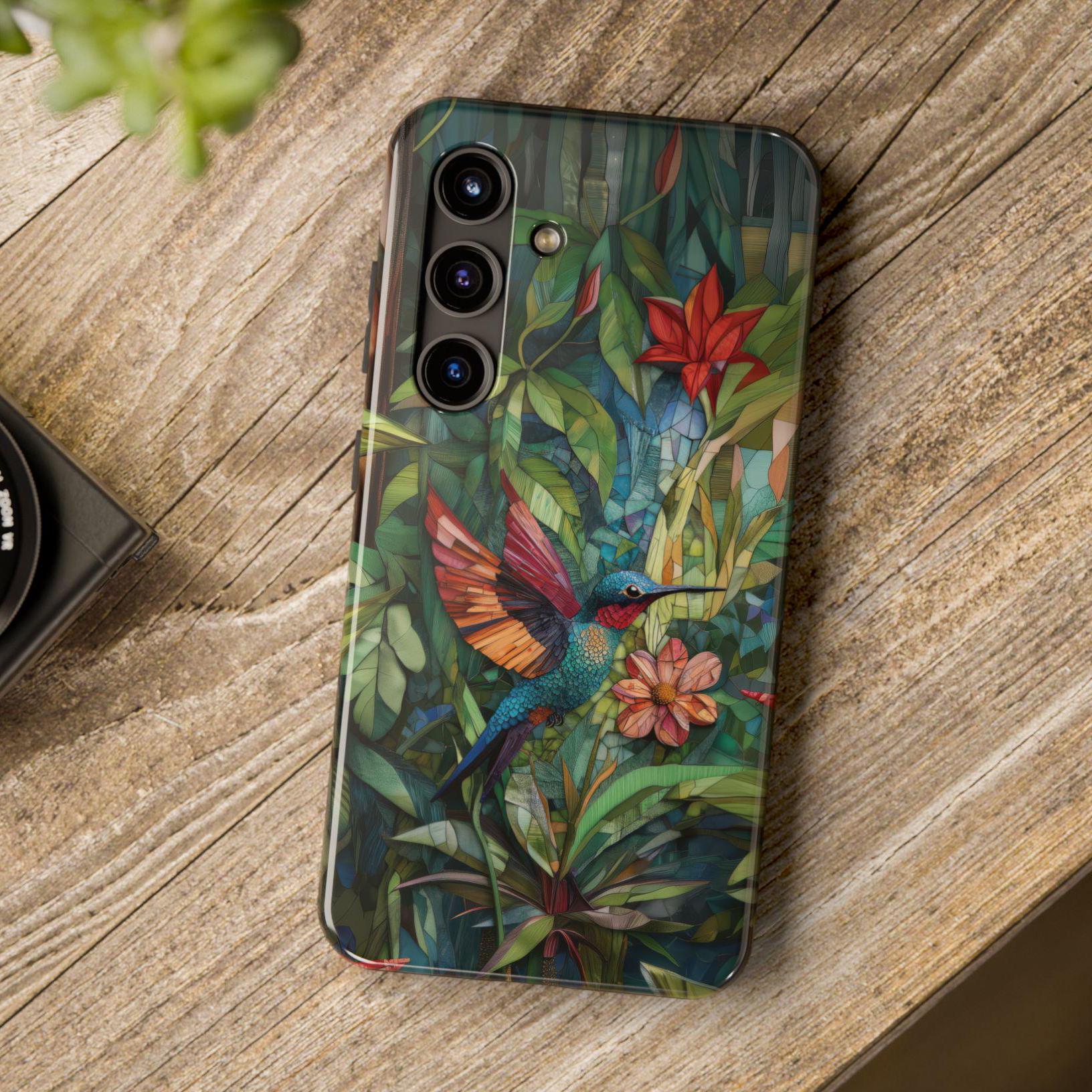 Hummingbird Bird Phone Case, Tropical Faux Stained Glass, Birder Gift ...