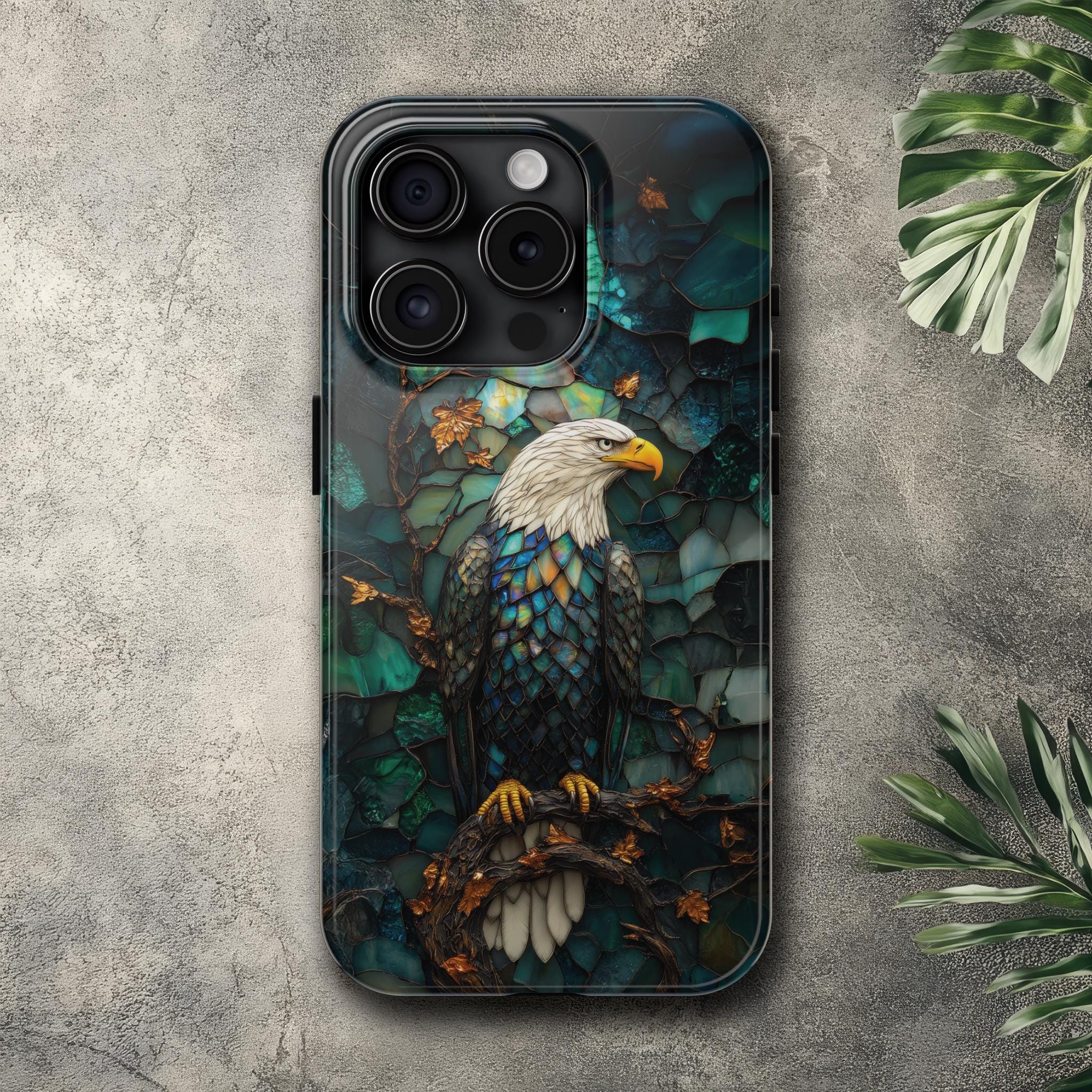 Bald Eagle Stained Glass Effect Phone Case, Bird of Prey Birder ...