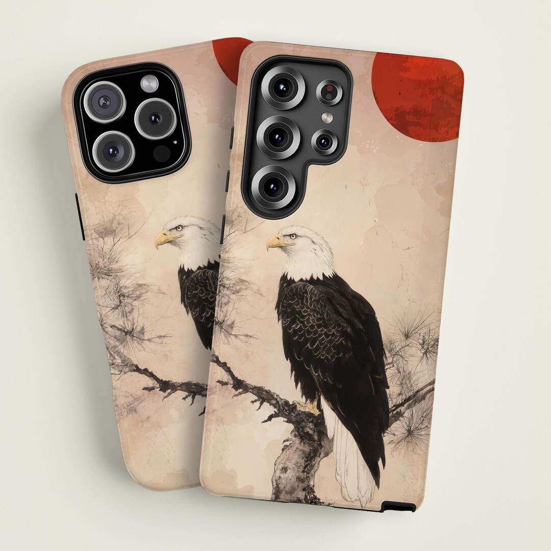 Bald Eagle Bird Phone Case, Japanese Ink Sumi-e Zen, Raptor Birder ...
