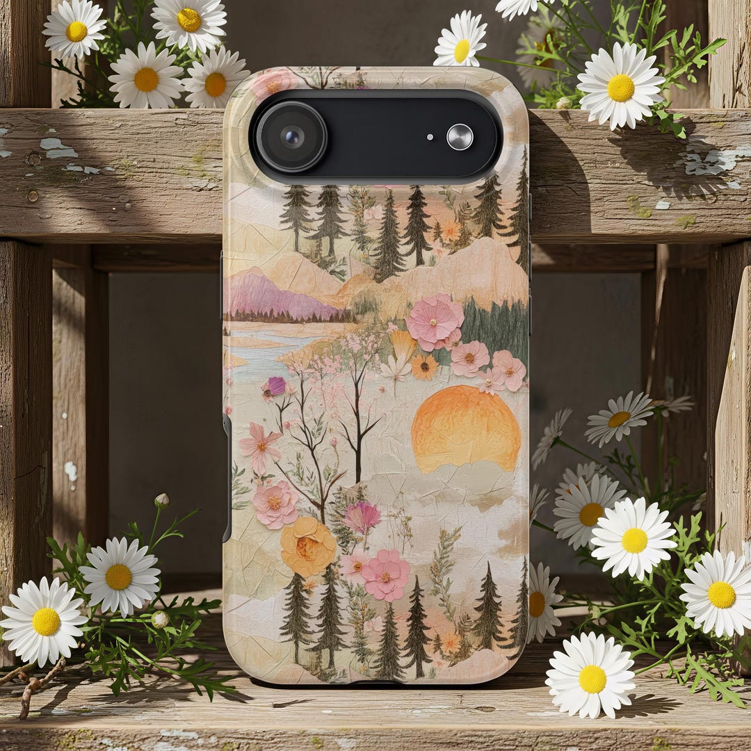 Boho Coquette Art Phone Case, Cottagecore Floral Scrapbook Collage ...