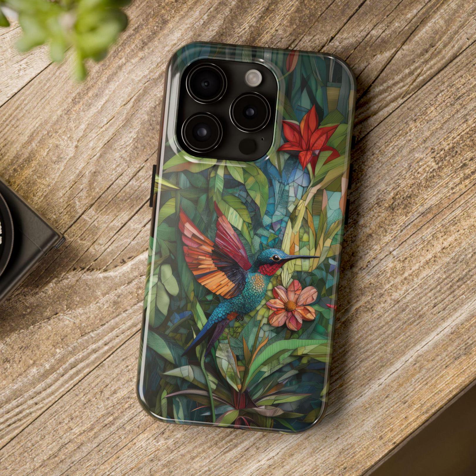 Hummingbird Bird Phone Case, Tropical Faux Stained Glass, Birder Gift ...