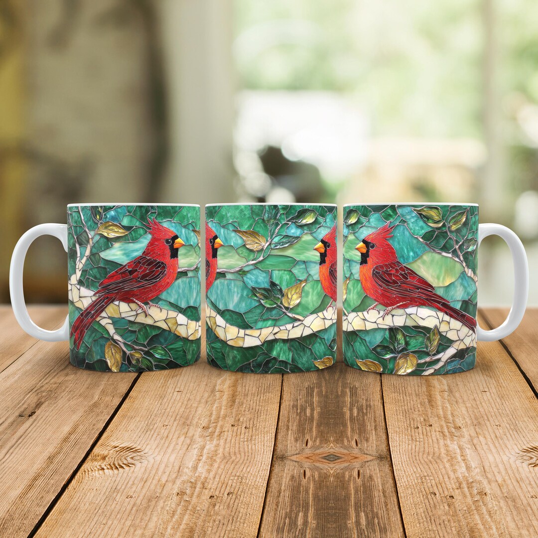 Red American Cardinal Bird Mug, Nature Birding Birdwatcher Bird Lovers ...