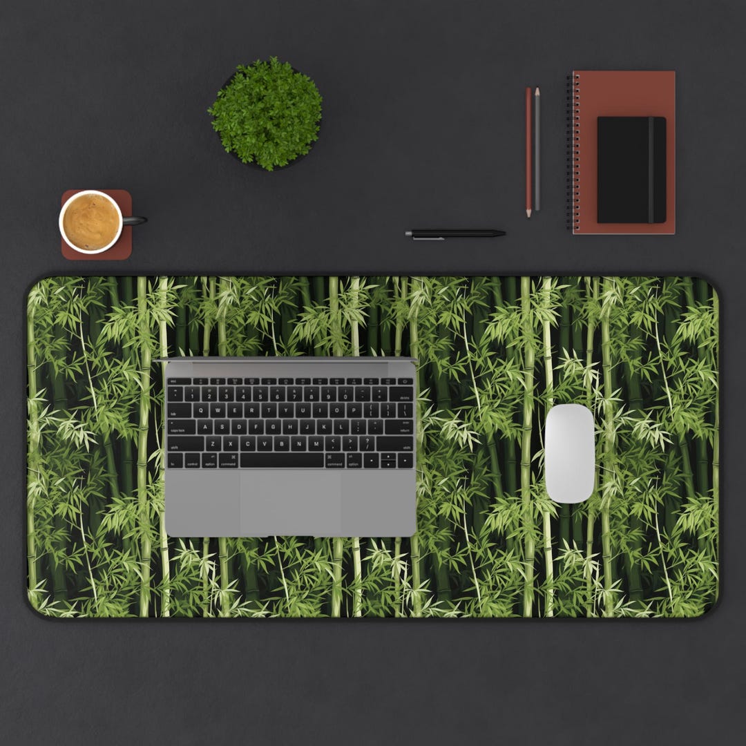 Zen Bamboo Forest Floral Desk Mat, Nature-inspired Office Decor Gaming ...
