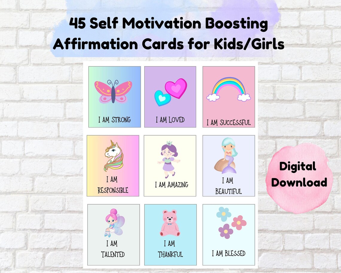 Kids Affirmation Cards | Self-esteem & Motivation (digital Download ...