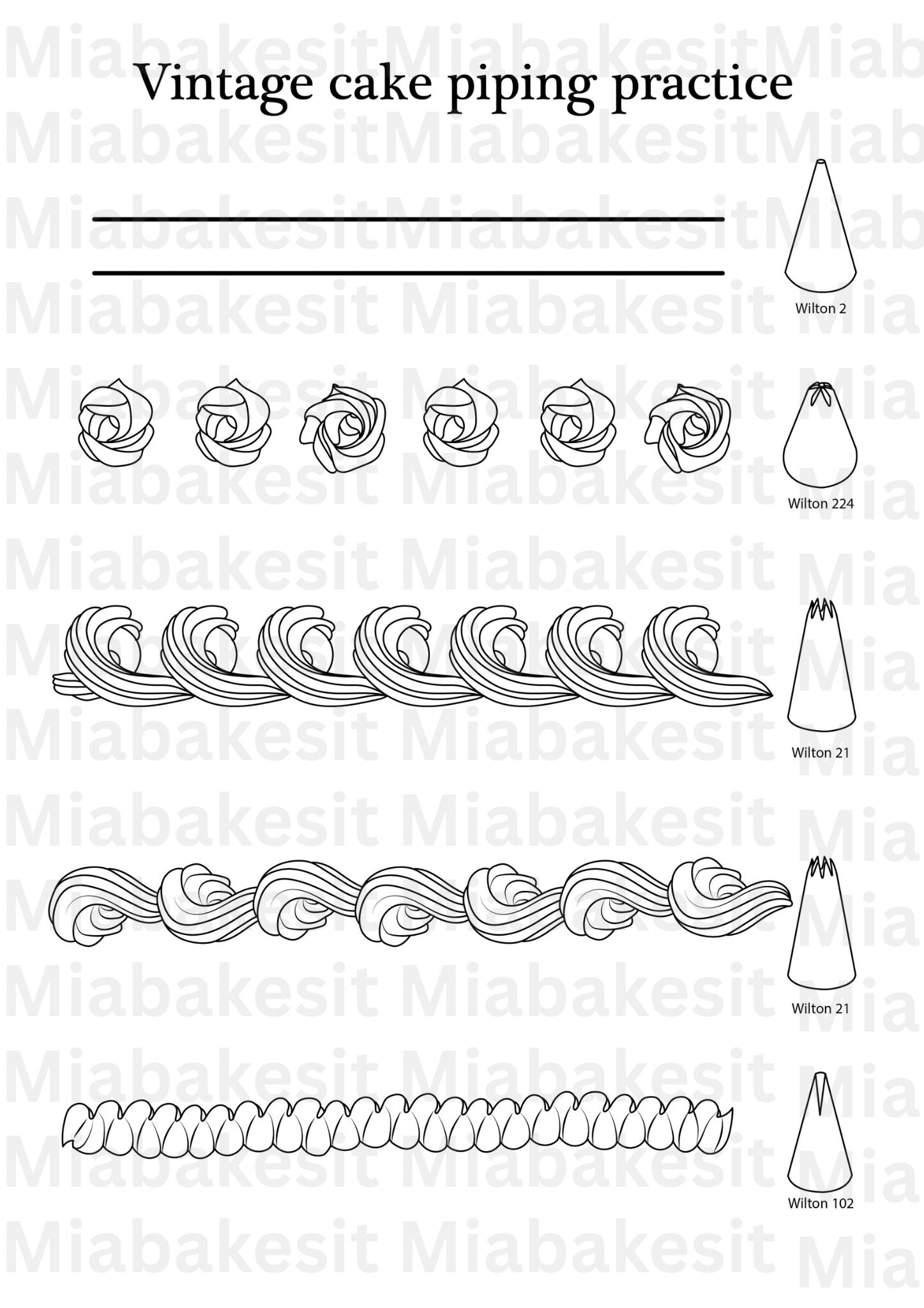 Buttercream Piping Practice for Vintage or Romantic Cakes, Instant ...