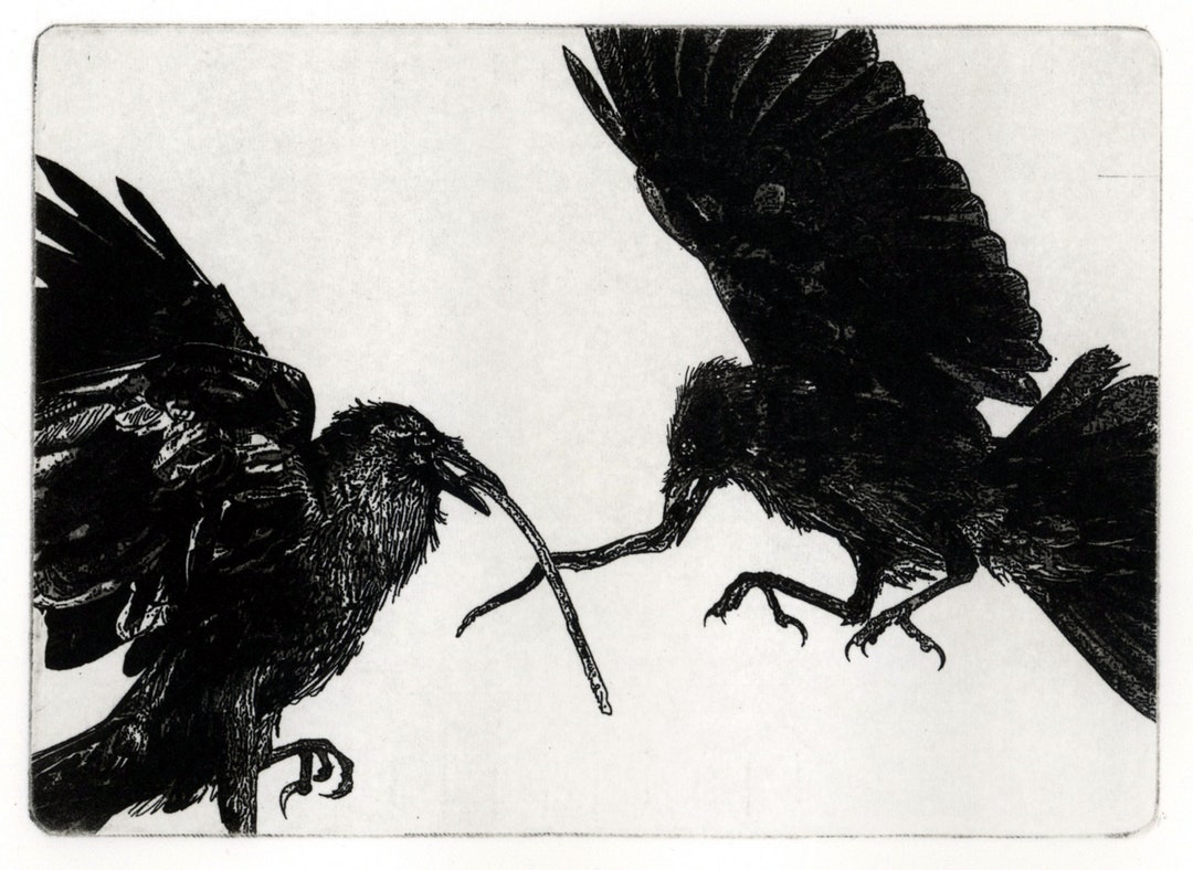 Wall Art, Raven Artwork, Raven, Crow, Hector, Troy, Achilles, Etching ...