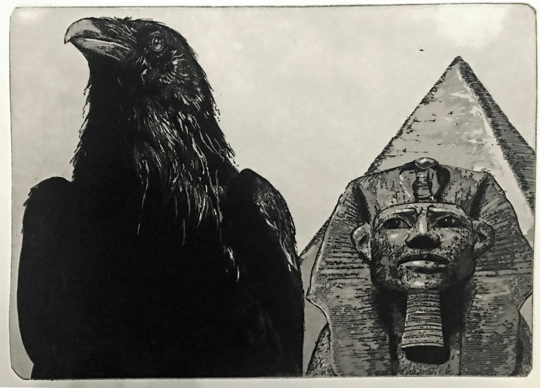 Wall Art, Raven Artwork, Egypt, Raven, Crow, Feathers, Pyramids, Sphinx ...